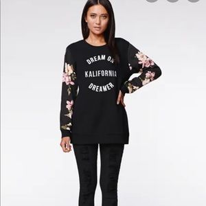 Kendall & Kylie | Sweaters | Kendal And Kylie Black And Floral Sweater ...